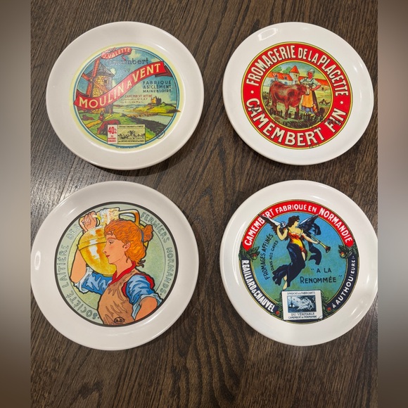 Kitchen | Vintage French Camembert Cheese Appetizer Plates Set Of 4 ...